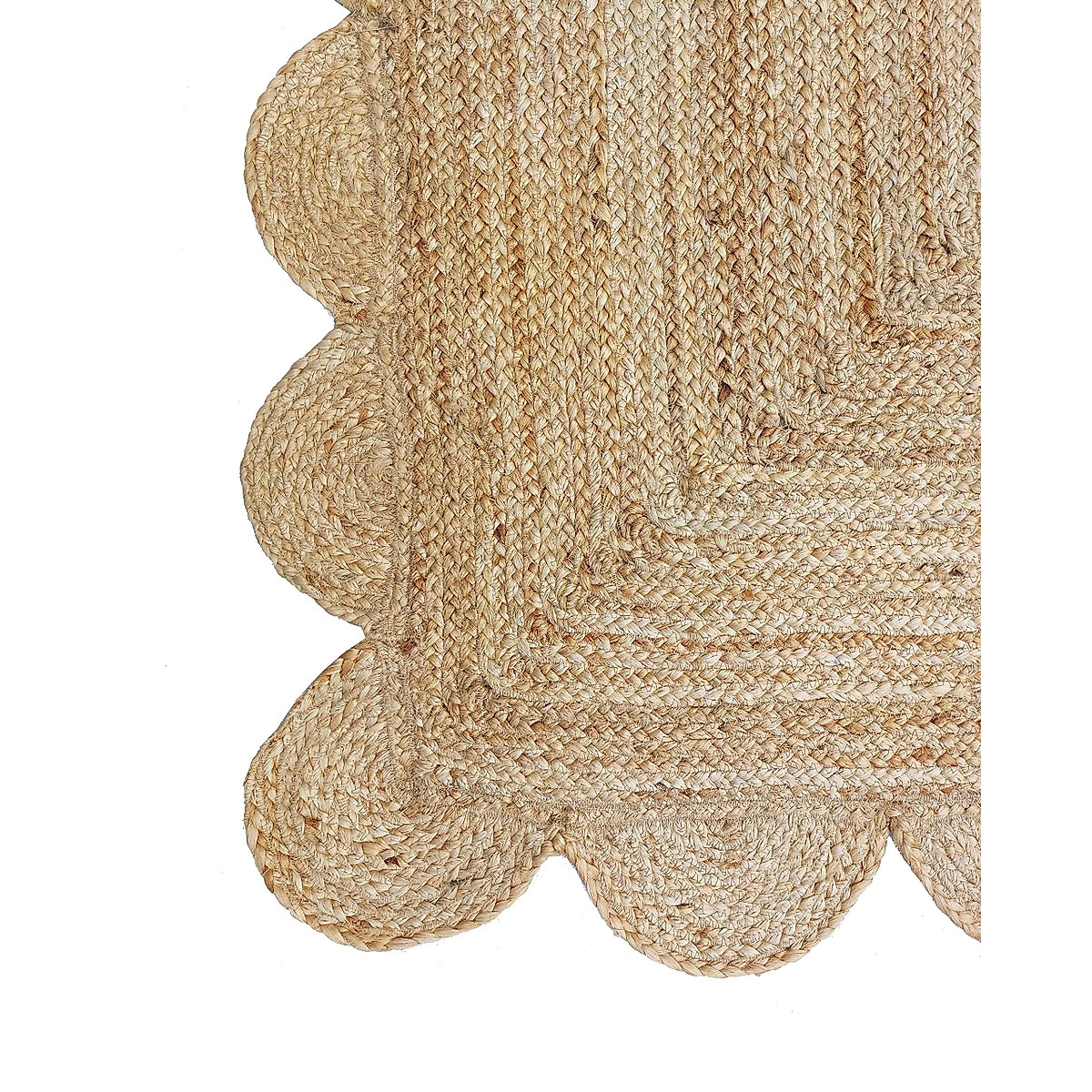 Gautam International Scalloped Natural Jute Area Rug, Natural Color (2'X6')