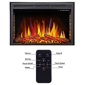 Antarctic star 36" Electric Fireplace Insert, Freestanding & Recessed Electric Stove Heater, LED Adjustable Flame with Burning Fireplace Logs Touch Screen, Remote Control, Timer, 750W-1500W.