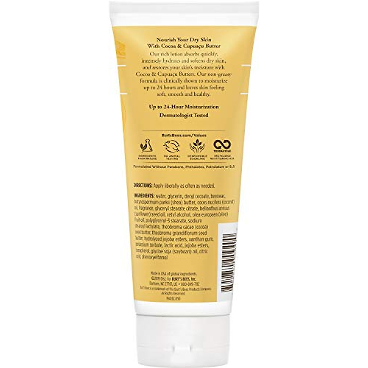 Burts Bees Butter Body Lotion for Dry Skin with Cocoa & Cupuau, 6 Oz (Package May Vary)