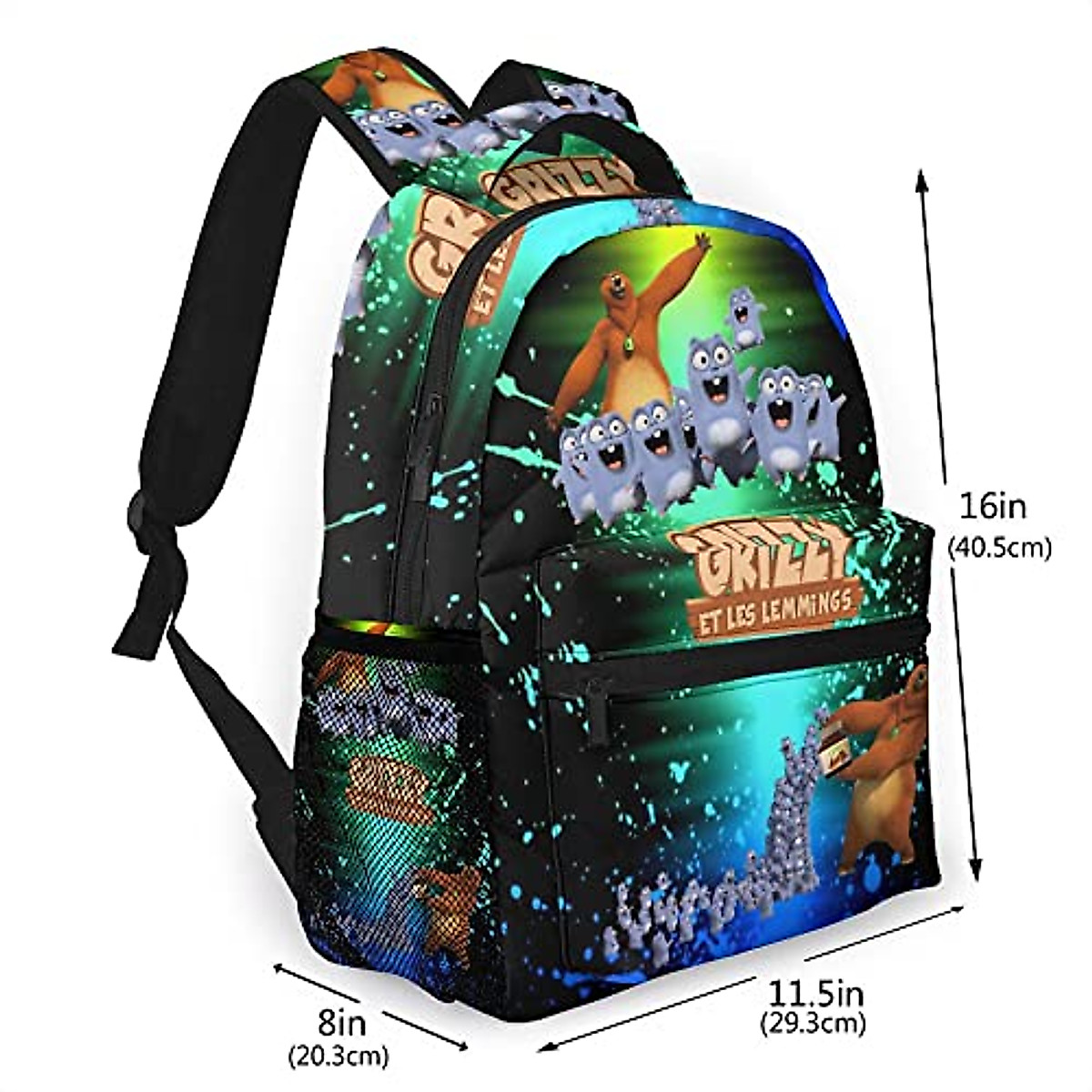 Grizzy&Lemmings Backpack Travel Bookbag Laptop Rucksack Hiking Daypack Shoulders Knapsack For Boys Girls
