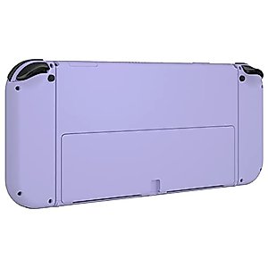 eXtremeRate Light Violet Soft Touch Full Set Shell for Nintendo Switch OLED, Replacement Console Back Plate&Metal Kickstand, NS Joycon Handheld Controller Housing & Buttons for Nintendo Switch OLED