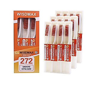 DR PERFECT WISDMAX Toothbrushes Hard Toothbrush for Smoker's Teeth Whitening Pack of 12