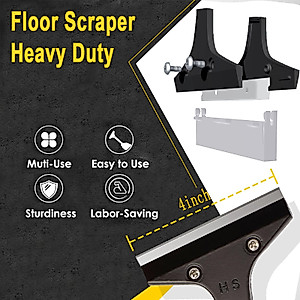 Floor Scraper Long Handle Heavy Duty, Floor Scraper Blades 4 inch scraper tool kitchen 31-61“ Thickened Steel Sharp Blades Free Extra 10PCS Metal Paint Scraper Ideal for Cleaning.(1, black)