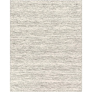 Wooly Natural Fiber Contemporary Living Room Bedroom Large Area Rug - Moroccan Farmhouse -0 Wool - Handmade Handwoven Carpet - Bohemian No Pile - Black, Cream, Beige - 10' x 14'