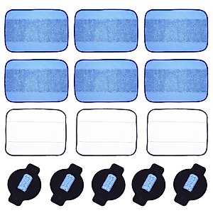 neutop Replacement Parts Mop Pad Cloths Compatible with iRobot Braava 320 380 381 380T 390 390T Mint 4200 4205 5200 5200C Models, 6 Wet 3 Dry 5 Wick Caps.