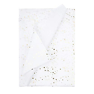 WRAPAHOLIC Gift Wrapping Tissue Paper - 25 Sheets 19.7x27.5 Inch Metallic Gold Star Gift Wrap Paper Bulk for Packing, DIY Crafts