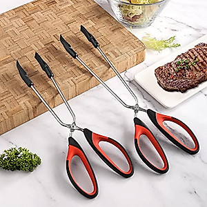 Food Tongs,SinYe Kitchen Tongs with Nylon Tips,11 Inches and 13 Inches Tong Set,Non-Slip Grip Handle,Pack of 2