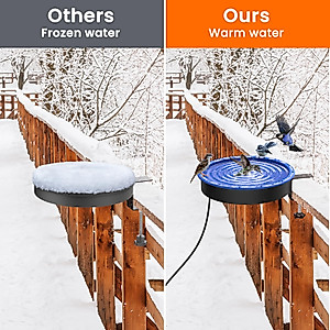 Keten Bird Bath Heater, 100W Thermostatically Controlled Heated Bird Baths Bowl for Winter, Prevents Birdbath Water from Freezing Suitable for Outdoors Garden Yard Patio Lawn