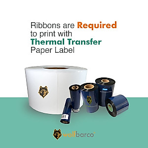 6 Rolls Thermal Transfer Paper Label/Industrial Grade 4" x 4", with Perforation, 1" Core, 5" OD, 740 Labels per Roll - White, Compatible with Zebra, Godex and Other Printers