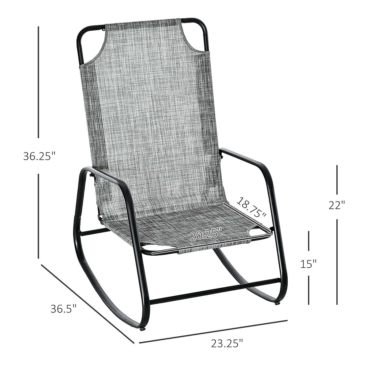 JHUS Garden Rocking Chair, Outdoor Indoor Sling Rocker for Patio Balcony Porch, Cream Padro Chair Rocking Chair Rocker Chair Rocker Camp Chair Rocker Recliner Rocking Camp Chair Rocking Chairs
