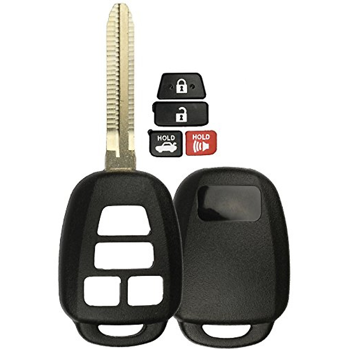 KeylessOption Keyless Entry Remote Uncut Car Blank Key Blade Case Fob Shell for Toyota Camry Scion HYQ12BDM