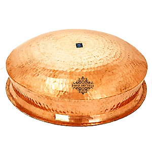 Indian Art Villa Copper Hammered Lagan Handi Chaffing Dish Pan With Tin Lining, Cookware & Serveware, Capacity -6 Liter, Hyderabadi Dum Biryani Rice and Veg/Nonveg