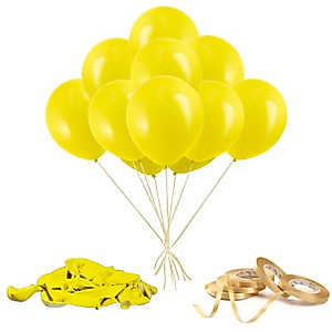 Pack of 100, 12 inches Yellow Party Balloons, Balloons Bulk, Balloons for Birthdays (Yellow)