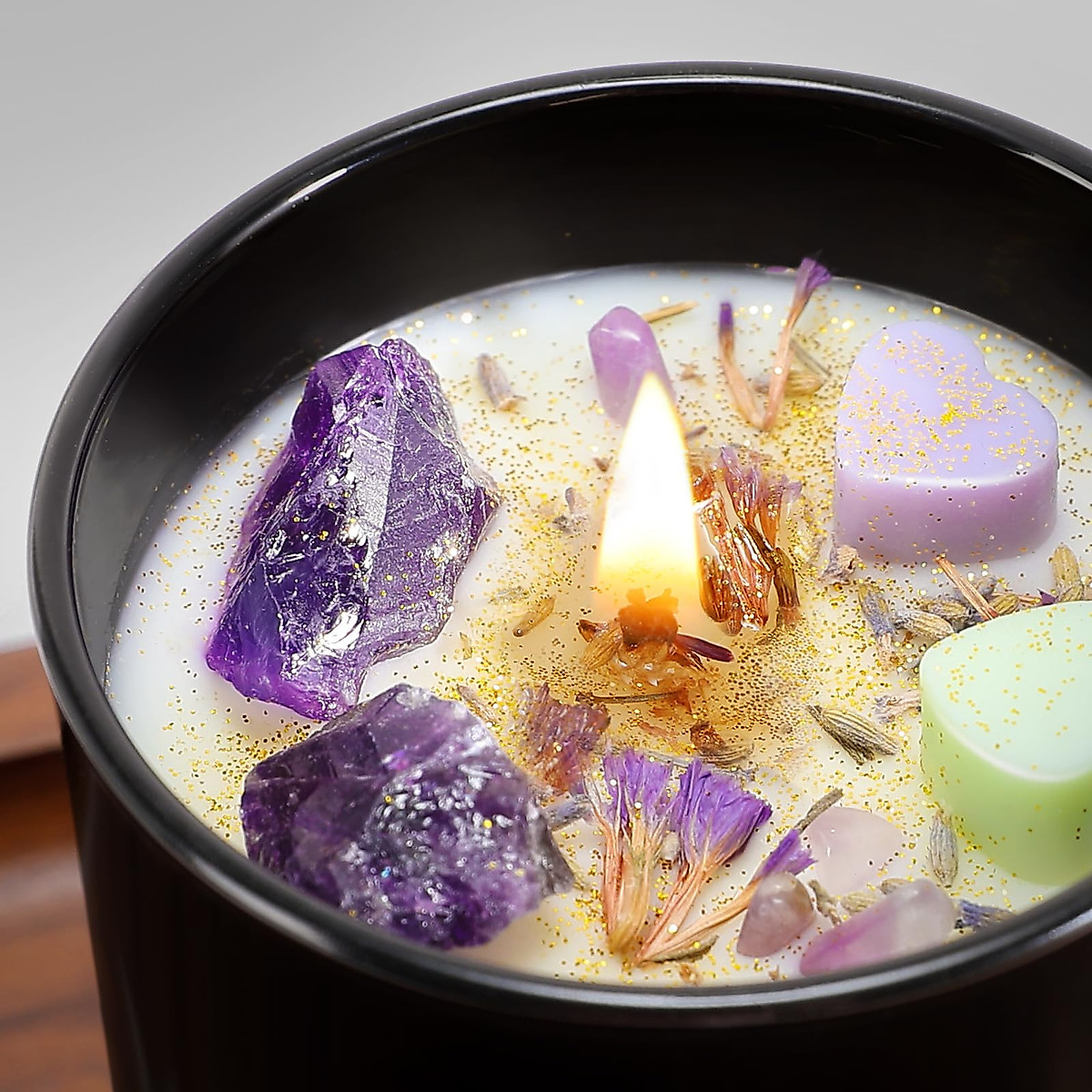 Get Well Candle with Healing Crystals - Get Well Gifts for Women After Surgery, Humor Surgery Recovery Gifts for Women, Get Well Soon Gifts, Lavender Scented Candle, 10 oz, Black