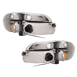 AmeriLite Chrome Replacement Headlights Lamp w/Corner Parking Turn Signal Set For 1995-2001 Ford Explorer - Passenger and Driver Side