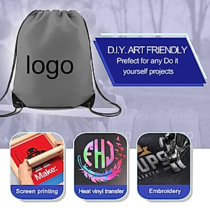 BeeGreen 20 Pieces Gray Drawstring Backpack Bags Bulk Nylon Gym Backpacks Cinch Sinch Christmas Bag for DIY Travel Sports Sack Personlized Sackpacks for Heat Vinyl