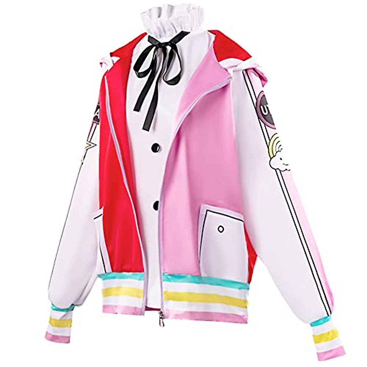 Women's Anime Uta Cosplay Costume Coat Red Long hoodie Uta Jacket Dress Suits with Accessories Halloween(uta-F, XS)