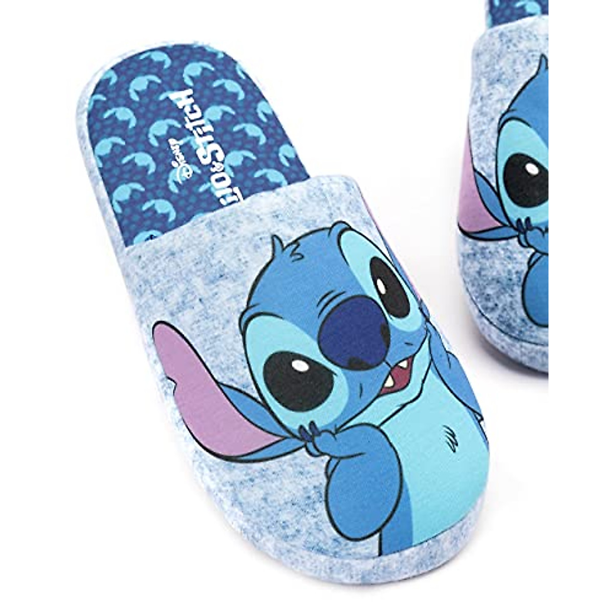 Disney Lilo and Stitch Slippers Womens Ladies Slip On Blue House Loafers 7/8 US