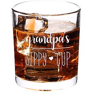 Grandpa Gift - Grandpa Whiskey Glass 10oz, Grandpa's Sippy Cup Old Fashioned Whiskey Glass for Grandfather, Grandpa, Gift Idea for Father's Day, Birthday, Christmas, Thanksgiving