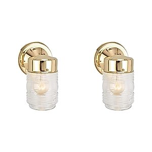 Design House 502179 Jelly Jar 1 Light Indoor/Outdoor Wall Light, Polished Brass (Pack of 2)
