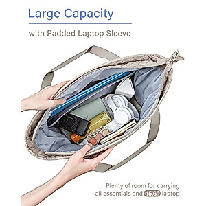 BAGSMART Quilted Tote Bag, Top Handle Handbags for Women, Shoulder Bag, Durable Carry Handles, Machine Washable, 25L Large Hobo Bag for Work, Travel