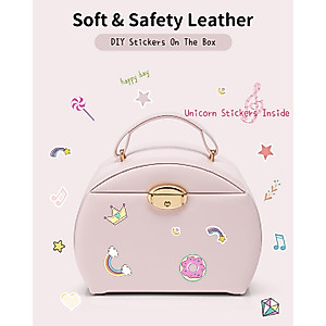 Vlando Kids Musical Jewelry Box for Girls with Drawer, Music Box with Ballerina and Stickers for Birthday Bedroom Decor, Gifts for Girls Kids Christmas Thanksgiving Gifts 2024 - Light Pink