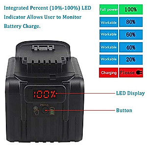 2 Pack TENMOER DCB200 20V 9.0Ah Replacement Battery Compatible with Dewalt 20V Cordless Tools with Digital Indicator