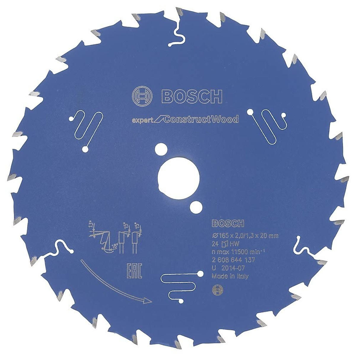 Bosch 2608644137 EXCWH 6.5" x 20mm 24T Circular saw blade Top Precision