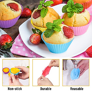Silicone Cupcake Liners Silicone Muffin Cups for Baking Reusable Baking Cups Muffin Liners Silicone Cupcake Baking Cups for Bento Box, 24pcs