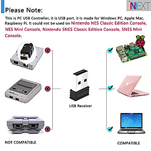 iNNEXT 2.4 GHz Wireless USB SNES Controller for Super Classic Games, Retro USB PC Controller Compatible for Windows PC MAC Linux Genesis Raspberry Pi Retropie Emulator [Plug & Play] [Rechargeable]