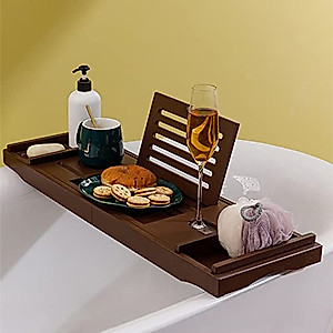 SDGH Bath Tub Shelf Rack Multi-Purpose Bathtub Board Tablet with Extending Sides Bathroom Bath Caddy Tray