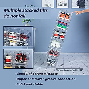 BBYB Shoe Box,Drop Front Shoe Box,Clear Plastic Stackable Storage Bins,Magnetic Transparent Door Clear Storage Bins 3pack (Large, D-Clear)