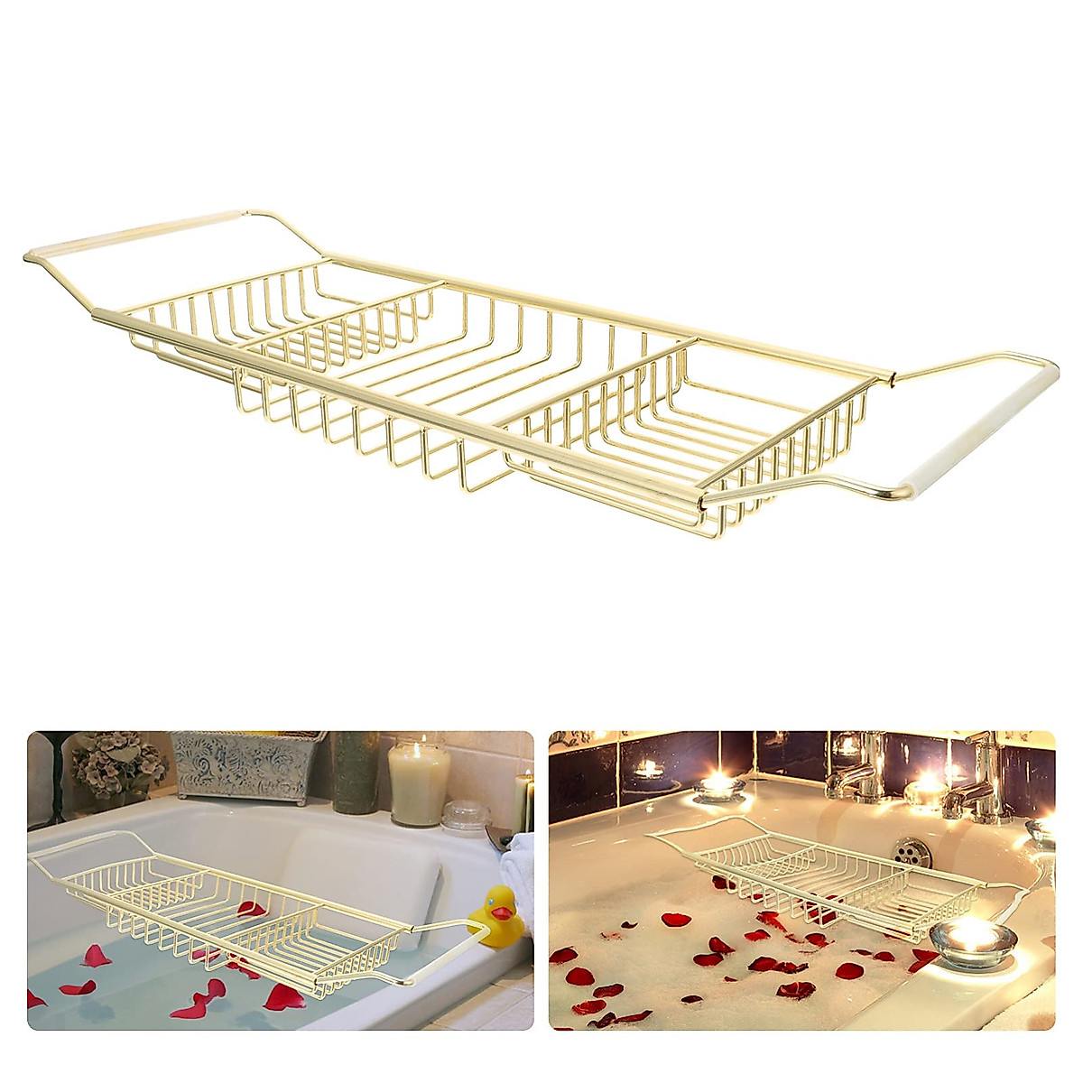 Stainless Steel Shower Tray: European Style Extendable Bathtub Tray for Luxury Bath Stainless Steel Over The Tub Bath Tray for Bathroom Accessories