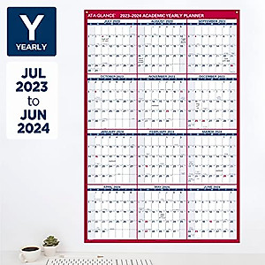 AT-A-GLANCE 2023-2024 Erasable Calendar, Wall Calendar, 32" x 48", XLarge, Academic, Dry Erase, Reversible, Vertical/Horizontal (PM36AP28)