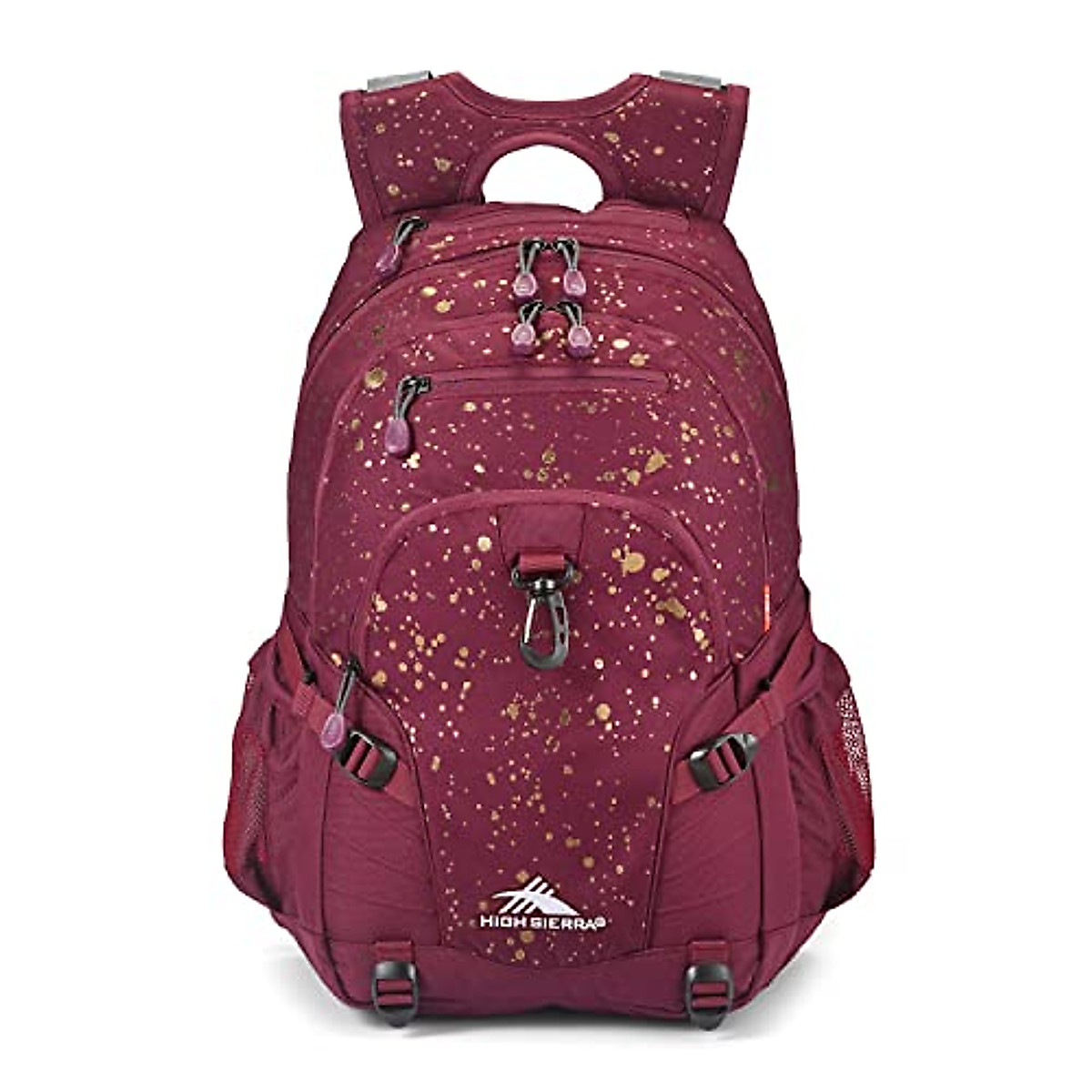 High Sierra Loop Backpack, Travel, or Work Bookbag with tablet sleeve, One Size, Copper Splatter/Maroon