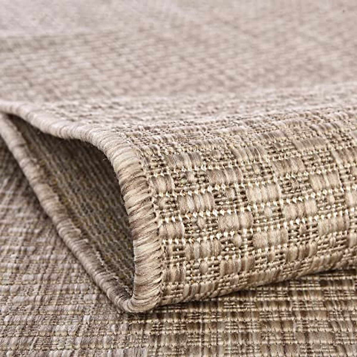Unique Loom Collection Casual Transitional Solid Heathered Indoor/Outdoor Flatweave Area Rug, Rectangular 4' 0" x 6' 0", Beige