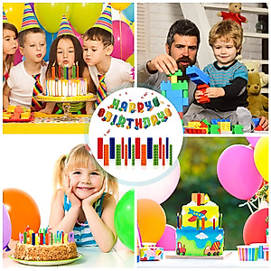 32 Pieces Building Blocks Birthday Supplies Building Block Candles Decorations Block Party Centerpiece Banner Party Supplies Happy Birthday Banner Brick Themed Party Favors