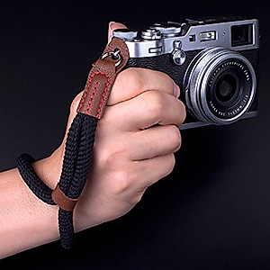 VKO Black Camera Hand Wrist Strap Compatible with Fujifilm X-T30 X-T4 X-T3 X-T20 X-T2 X70 X-Pro2 X-E3 X30 XQ2 X100F A6100 A6600 A6400 A6000 A6300 A6500 RXIR II Cameras Adjustable Safety Strap