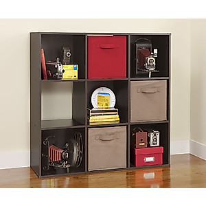 ClosetMaid 9 Cube Laminated Wood Stackable Open Bookcase Display Shelf Organizer for Household, Living Rooms, and Studies, Espresso