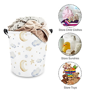 velumair Cartoon Cloud Laundry Hamper Moon Star Hampers for Laundry Clothes Basket Laundry Organizer for Kids Bedroom Bathroom