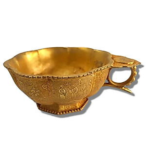10cm brass golden wine glass ornament, museum collection imitation antique ethnic style cup home decoration