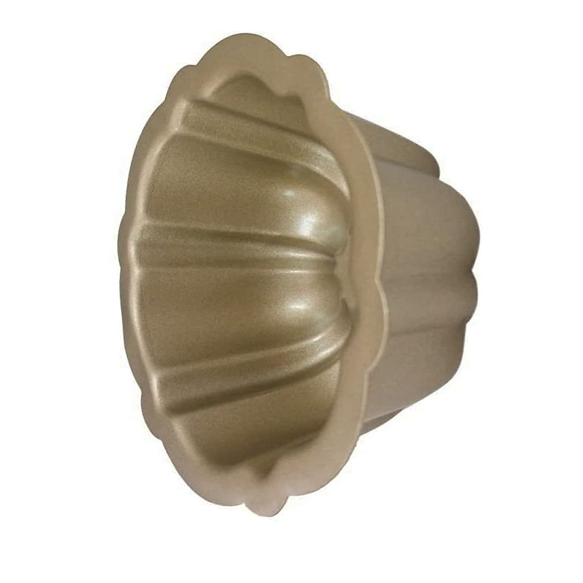 Mantouxixi 4 Pack Gold Color Mini Bundt Cake Pan, 4 Inch Nonstick Fluted Tube Cake Pans, Oven Baking Mold Metal Round Pumpkin Shaped Cake Mould for Bundtlet Bavarois Cupcake Muffin Brownie Pudding