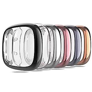 KPYJA Screen Protector Compatible with Fitbit Sense 2/Versa 4 Case, Soft TPU Plated Case All-Around Protective Screen Full Cover Bumper Compatible for Fitbit Sense 2/Versa 4 Smart Watch