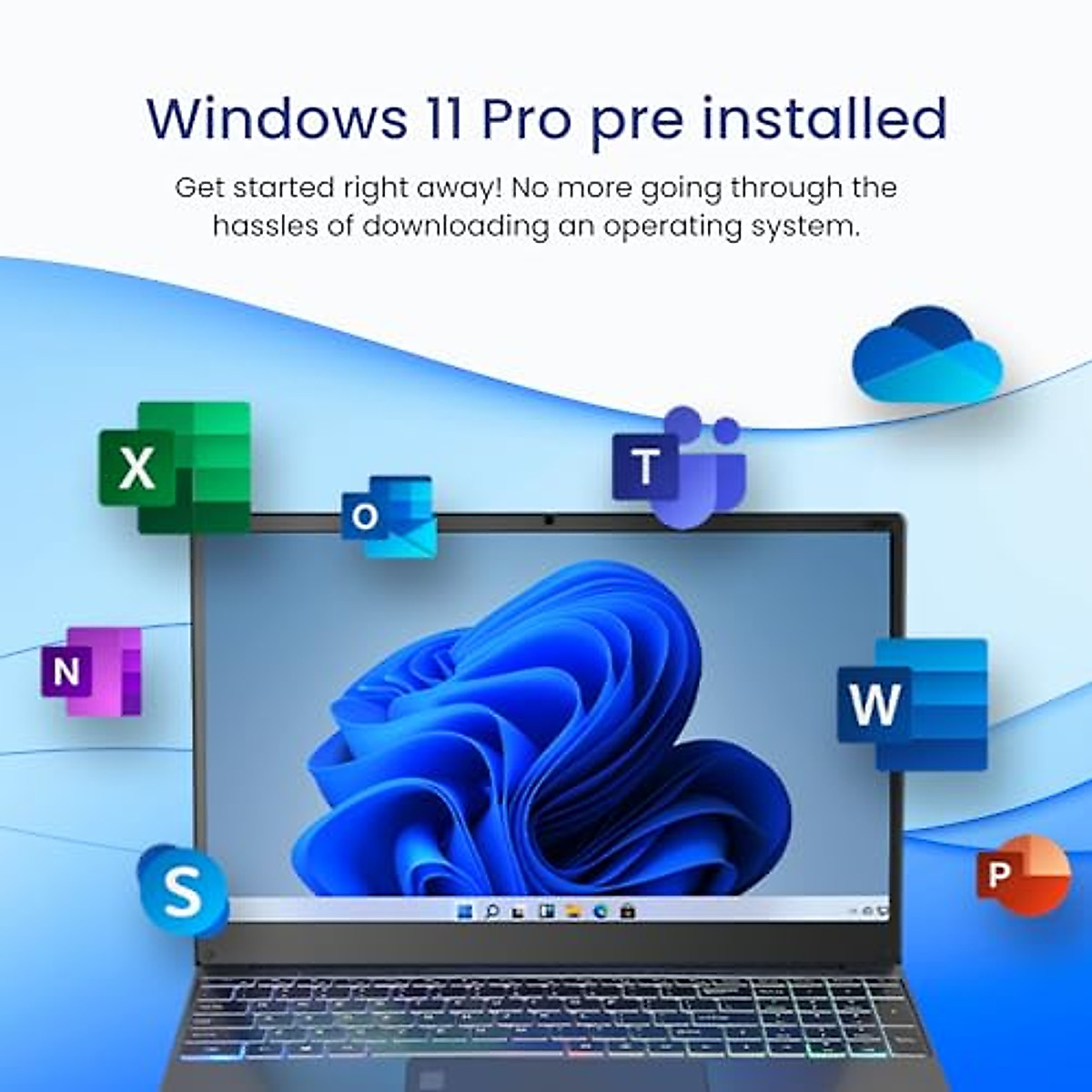thunderb 15.6" Laptop Windows 11 Pro for Gaming, Business, School w/Intel i5 4.20GHz, 8GB RAM, 512GB SSD, Multicolor Backlit Keyboard, Fingerprint, HD Camera, Bluetooth, HDMI, USB 3.0, Metal Design