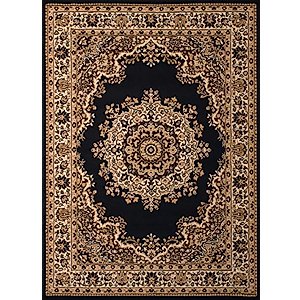 United Weavers Dallas Floral Kirman Area Rug - Black, 8x11, Traditional Indoor Floor Rug with Jute Backing