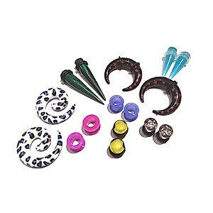 Zaya Body Jewelry 8 Pair 00g Assortment Mix of Ear Plugs Tapers Spirals Tunnels Acrylic Steel Organic Gauges Sizes 8g-5/8 (00g 10mm)