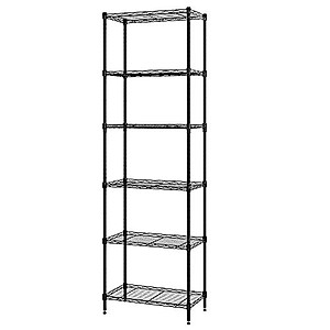 NATRKE 6-Tier Storage Shelf Wire Shelving Unit, Adjustable Heavy Duty Storage Shelves for Kitchen Organization, with Leveling Feet, Black (21.26 Lx12 Wx69 H)