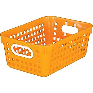 Really Good Stuff - 164316 Plastic Storage Baskets for Classroom or Home Use – Stackable Mesh Plastic Baskets with Grip Handles – Bright Neon Colors – 11" x 7.5" (Set of 6)