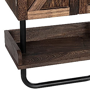 Sardoxx Bathroom Hanging Wall Cabinet, Rustic Wall Mounted Medicine Cabinet Large Capacity with 2 Barn Door, Towel Bar, Saving Space for Bathroom, Kitchen, Living Room, 29"x 16", Burning Wood Color