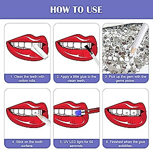 Tooth Gem Kit, DIY Fashionable Tooth Ornaments with Light and Glue, 2 Colors Teeth Diamonds Jewel Kit